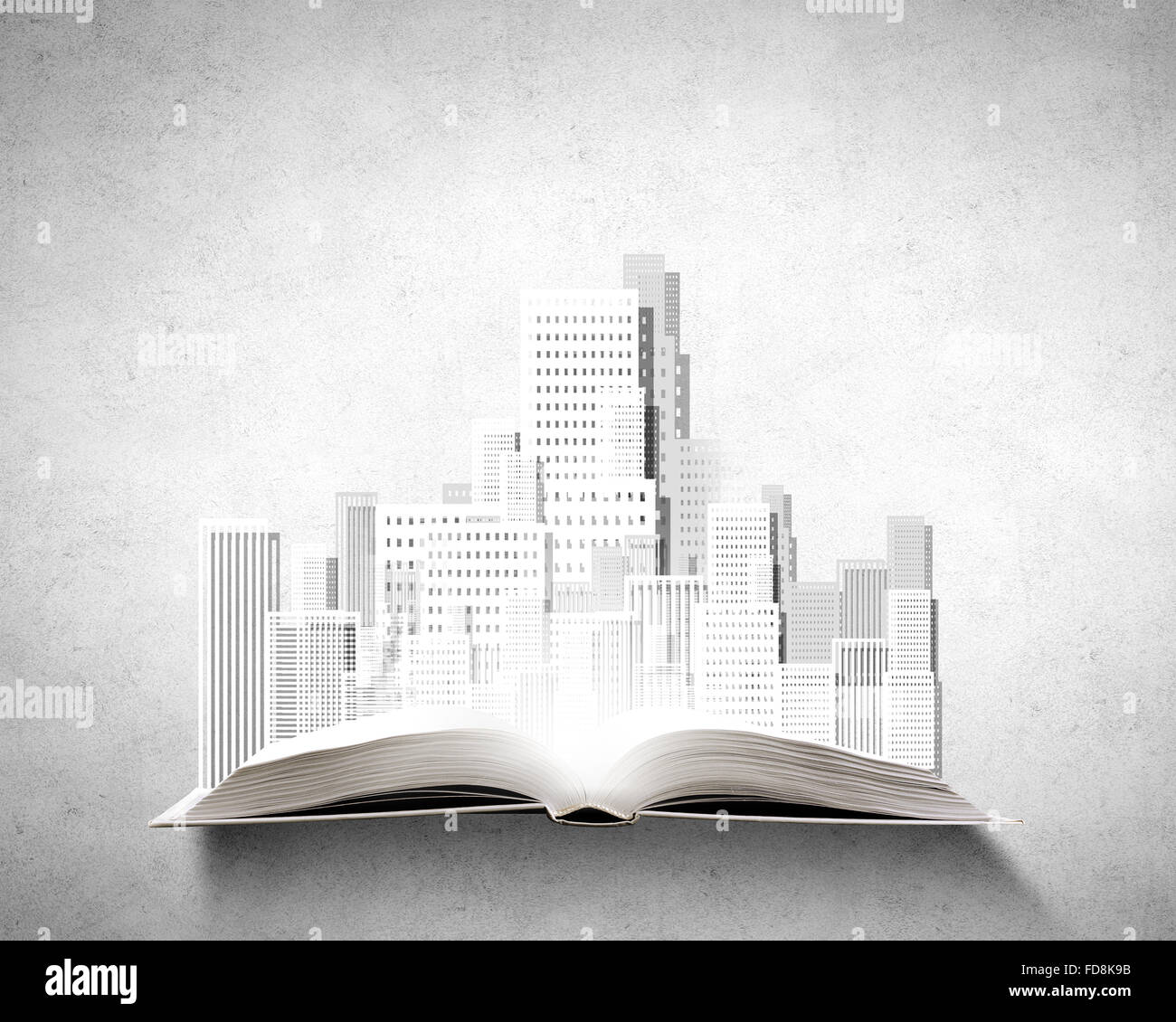 Opened book with construction project on pages Stock Photo - Alamy