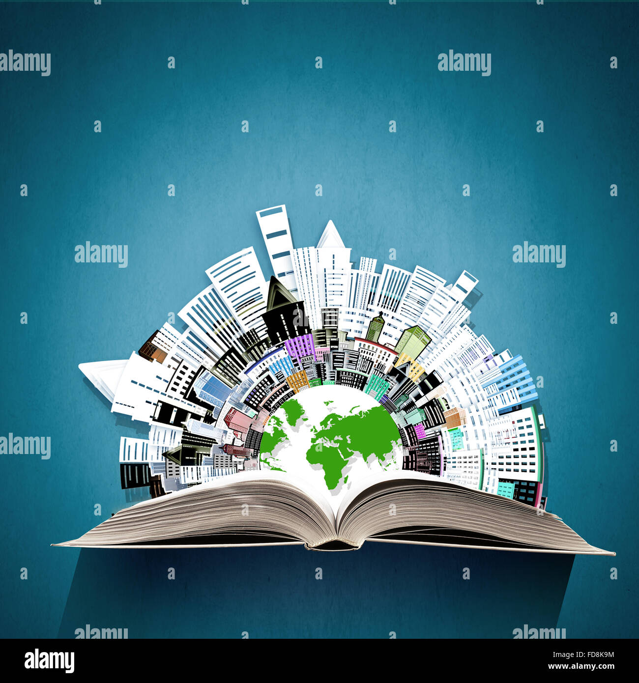 Opened book with construction project on pages Stock Photo - Alamy
