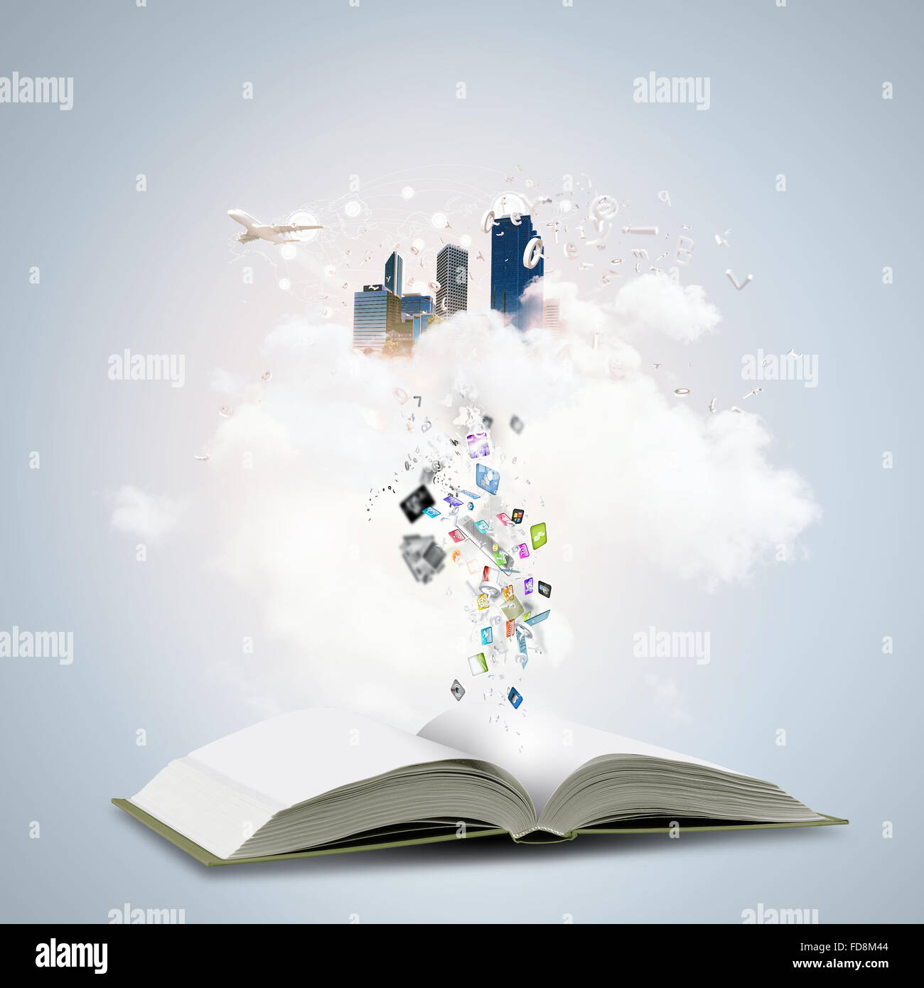Opened book with construction project on pages Stock Photo - Alamy