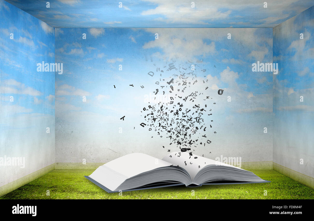 Old opened book characters flying hi-res stock photography and images ...