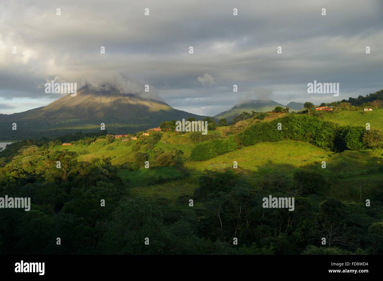 A view of Arenal volcano, Costa Rica at sunset Stock Photo - Alamy