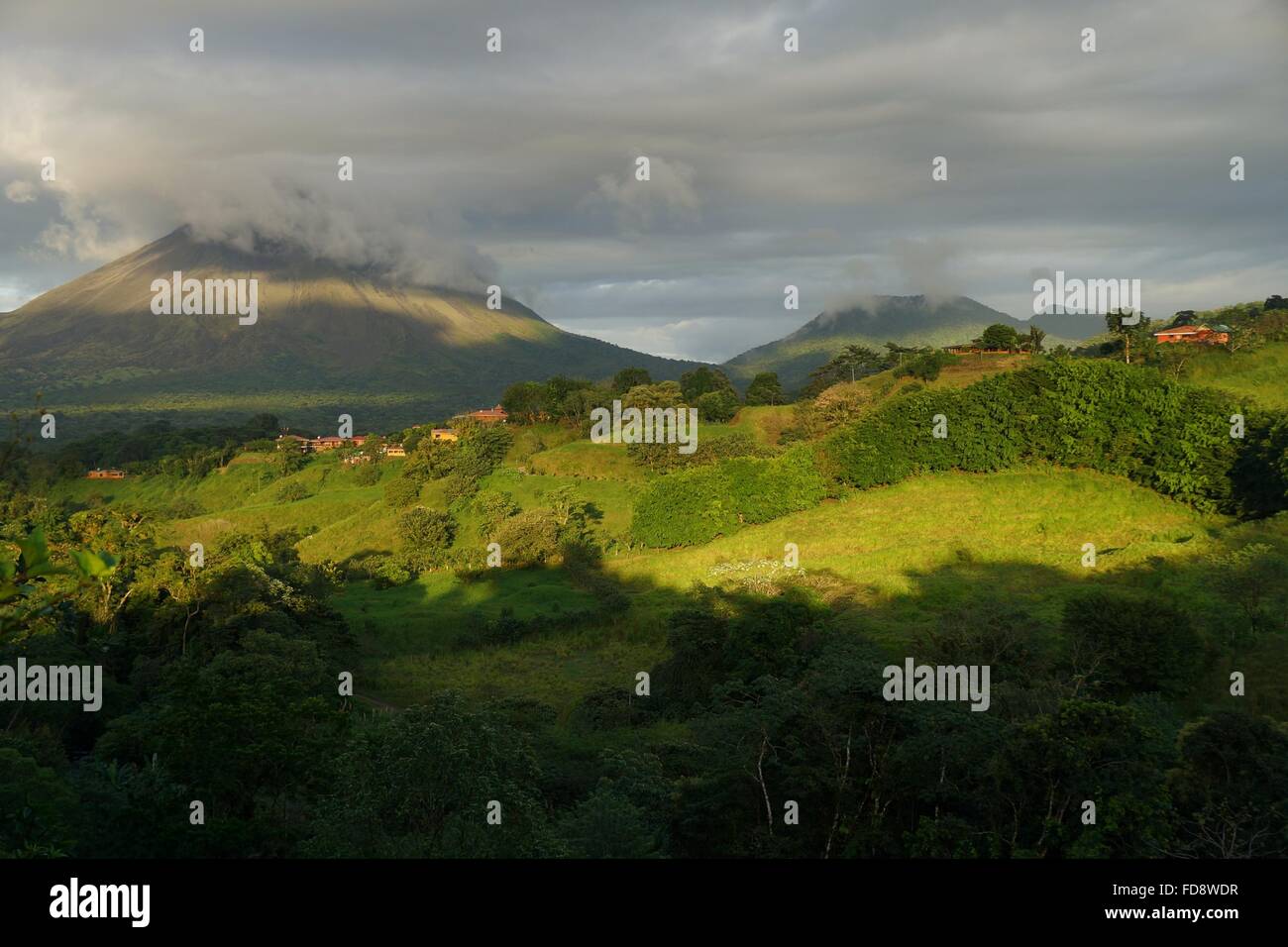 A view of Arenal volcano, Costa Rica at sunset Stock Photo - Alamy