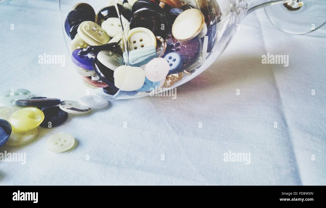Buttons On Table Stock Photo - Alamy