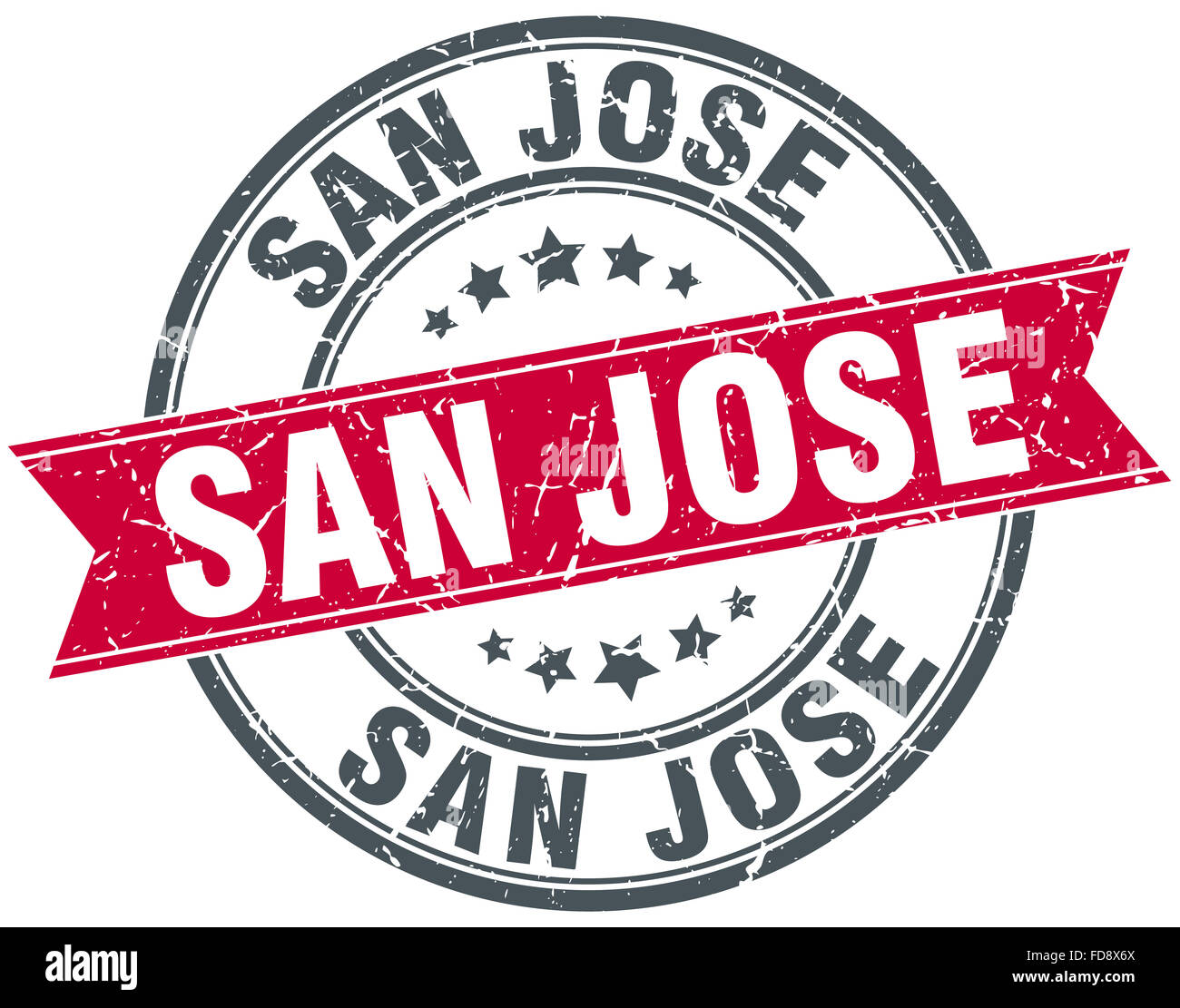 San Jose red round grunge vintage ribbon stamp Stock Photo - Alamy