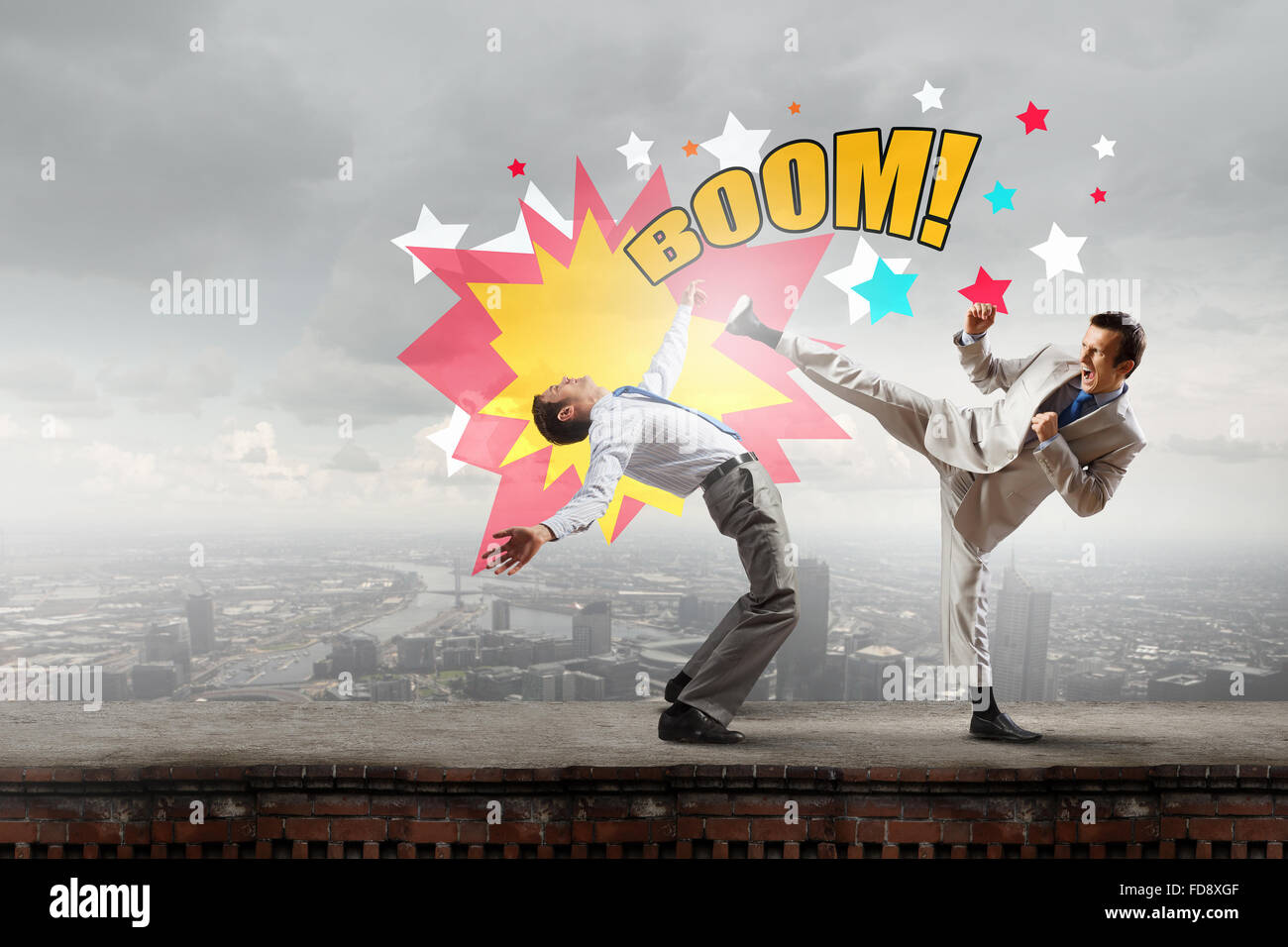 Two businesspeople in anger fighting with each other Stock Photo - Alamy