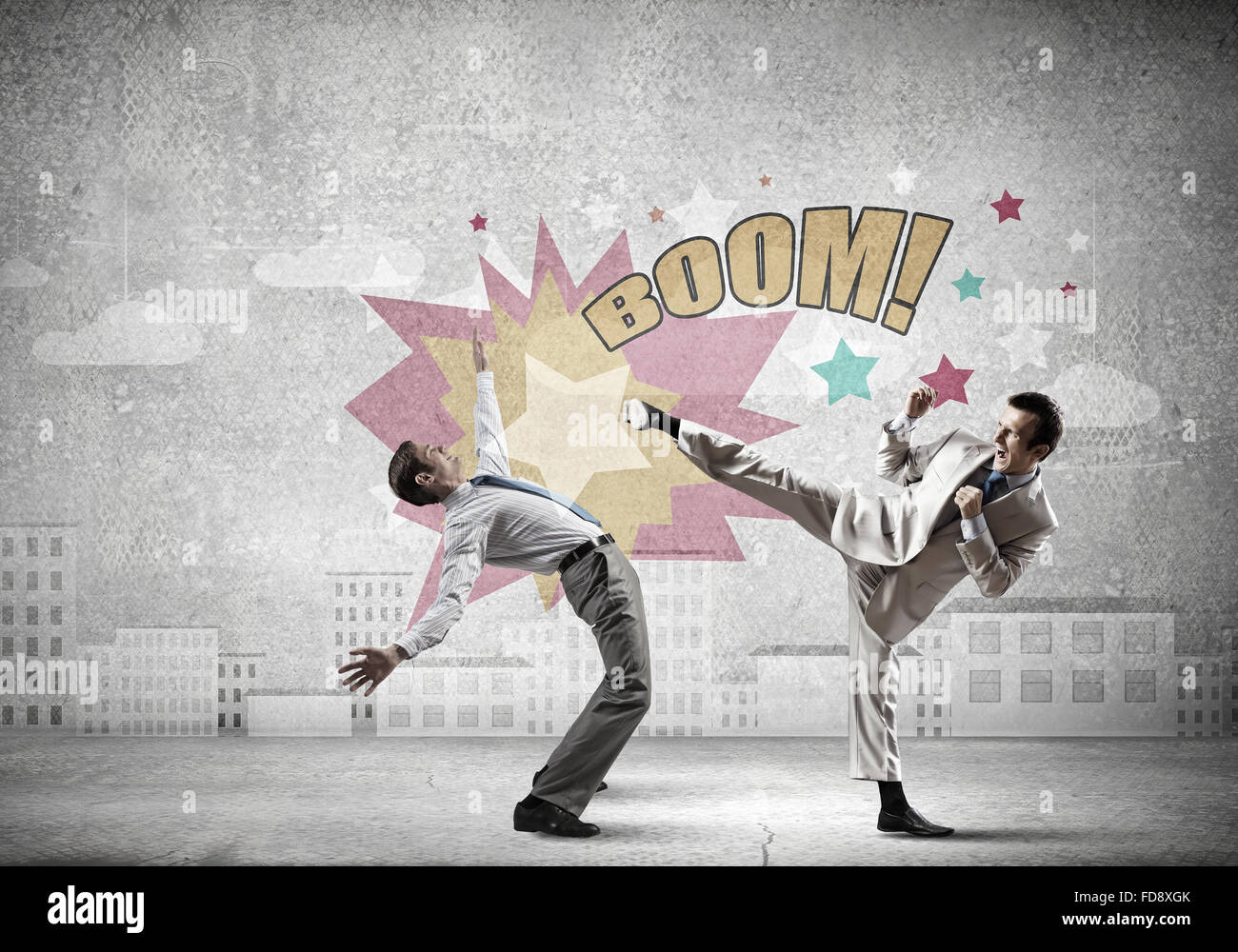 Two businesspeople in anger fighting with each other Stock Photo - Alamy