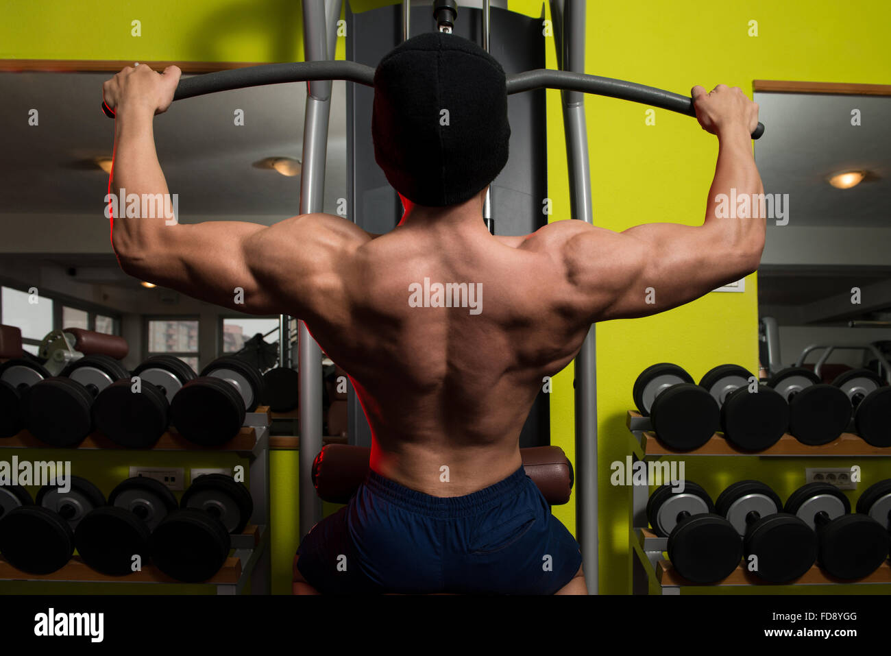 Young Bodybuilder Doing Heavy Weight Exercise For Back Stock Photo - Alamy