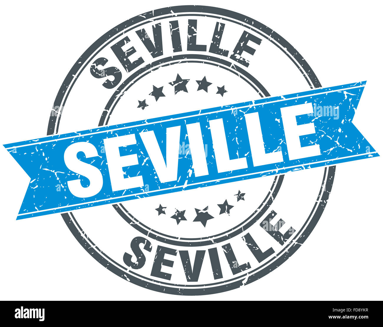 Seville blue round grunge vintage ribbon stamp Stock Photo - Alamy