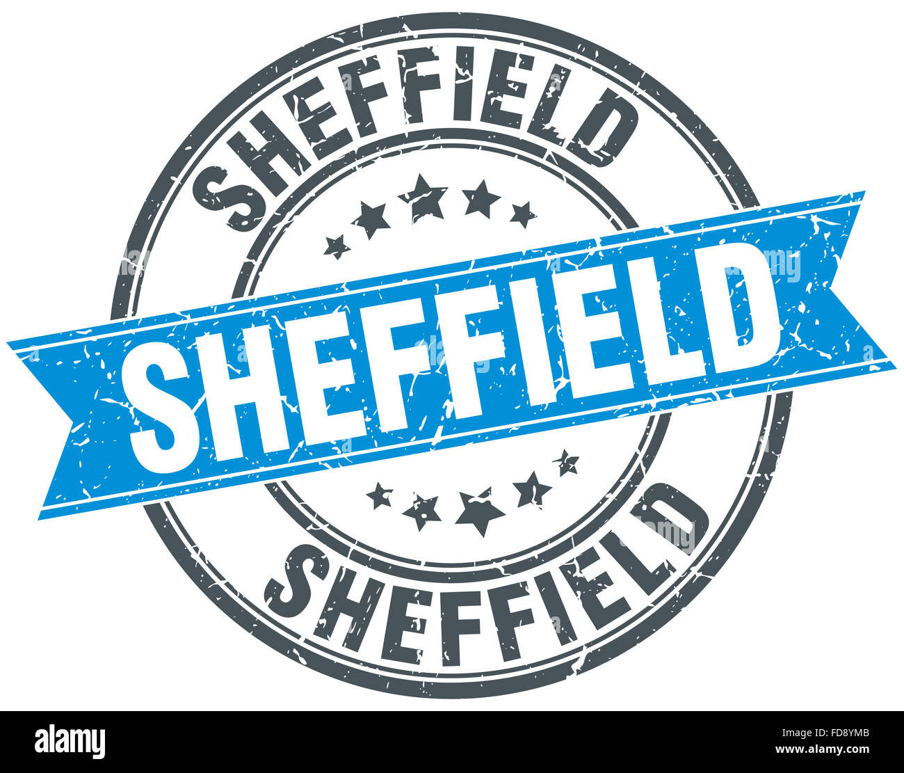 Sheffield blue round grunge vintage ribbon stamp Stock Photo - Alamy