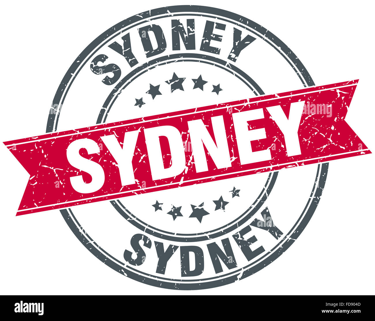 Sydney red round grunge vintage ribbon stamp Stock Photo - Alamy