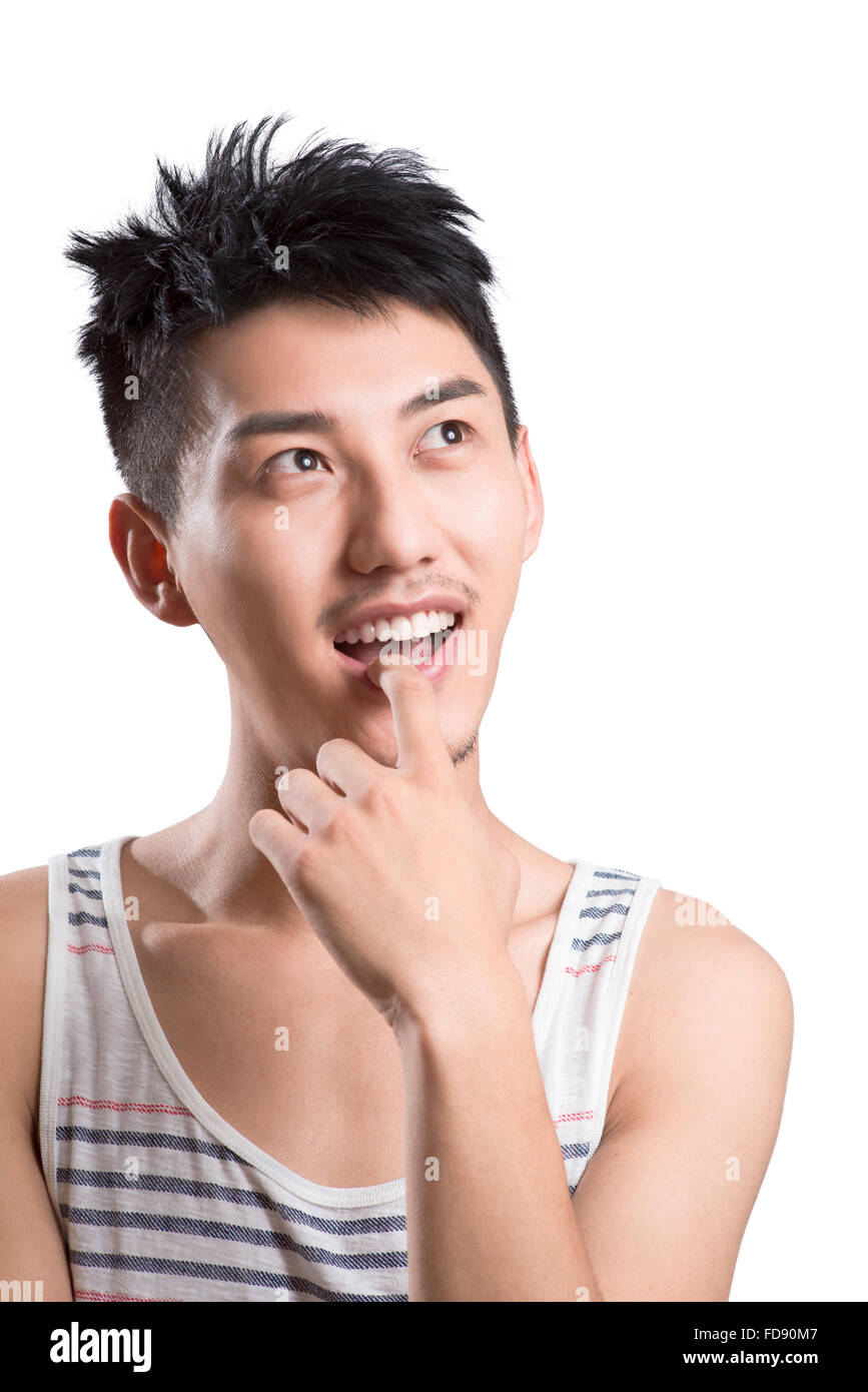 Portrait of young man laughing Stock Photo - Alamy
