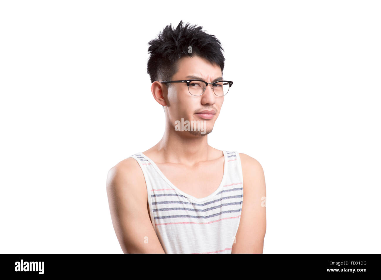 Portrait of young man disgusted Stock Photo - Alamy