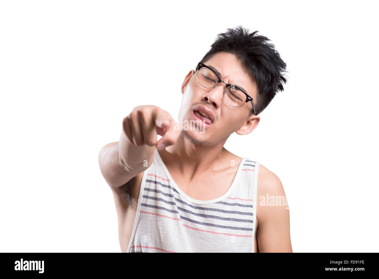 Portrait of young man scolding Stock Photo - Alamy