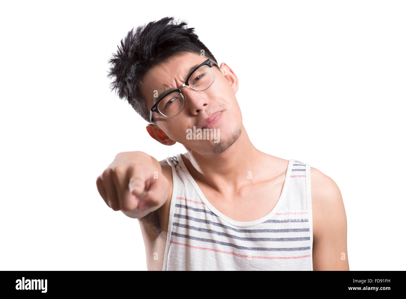 Portrait of young man scolding Stock Photo - Alamy