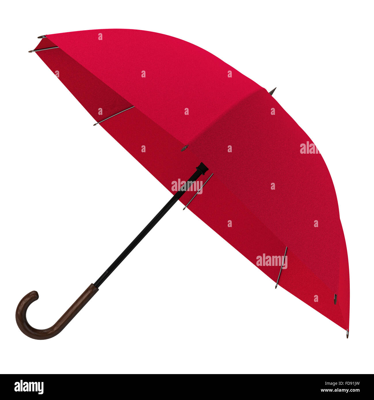 Open red umbrella isolated on white background. Highly detailed render ...