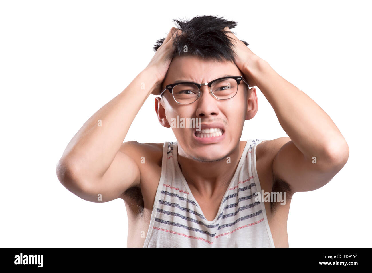 Portrait of young man freaking out Stock Photo - Alamy