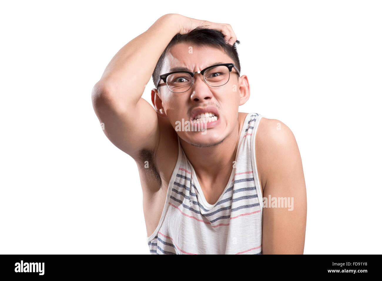 Portrait of young man freaking out Stock Photo - Alamy