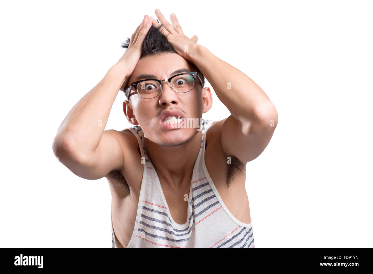 Portrait of young man freaking out Stock Photo - Alamy