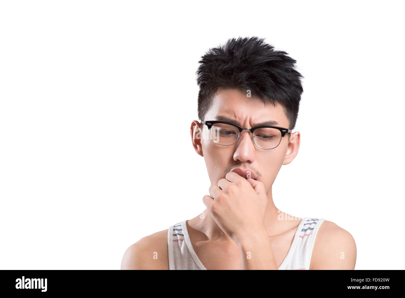 Portrait of young man worried Stock Photo - Alamy