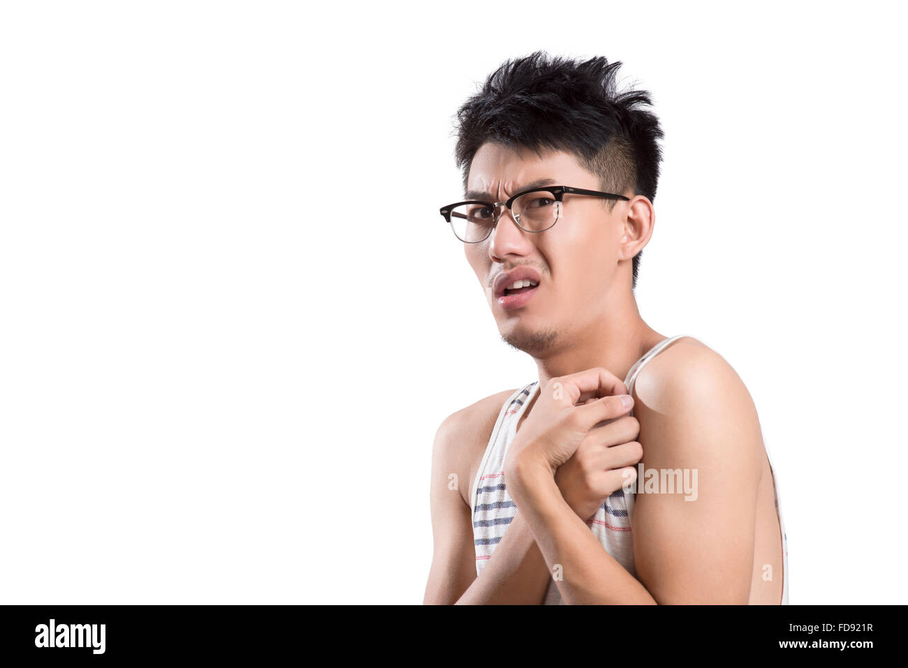 Portrait of young man terrified Stock Photo - Alamy