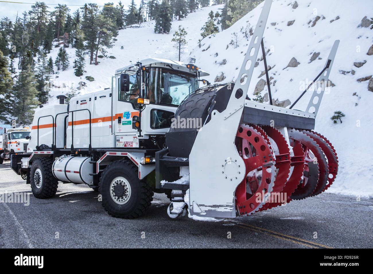 Snow Plow Plowing Highway Stock Photos & Snow Plow Plowing Highway ...