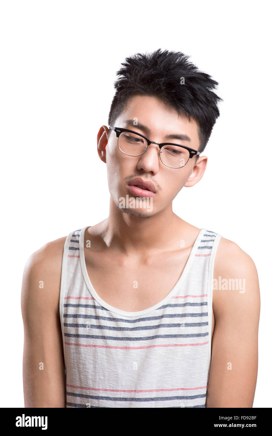 Portrait of young man depressed Stock Photo - Alamy