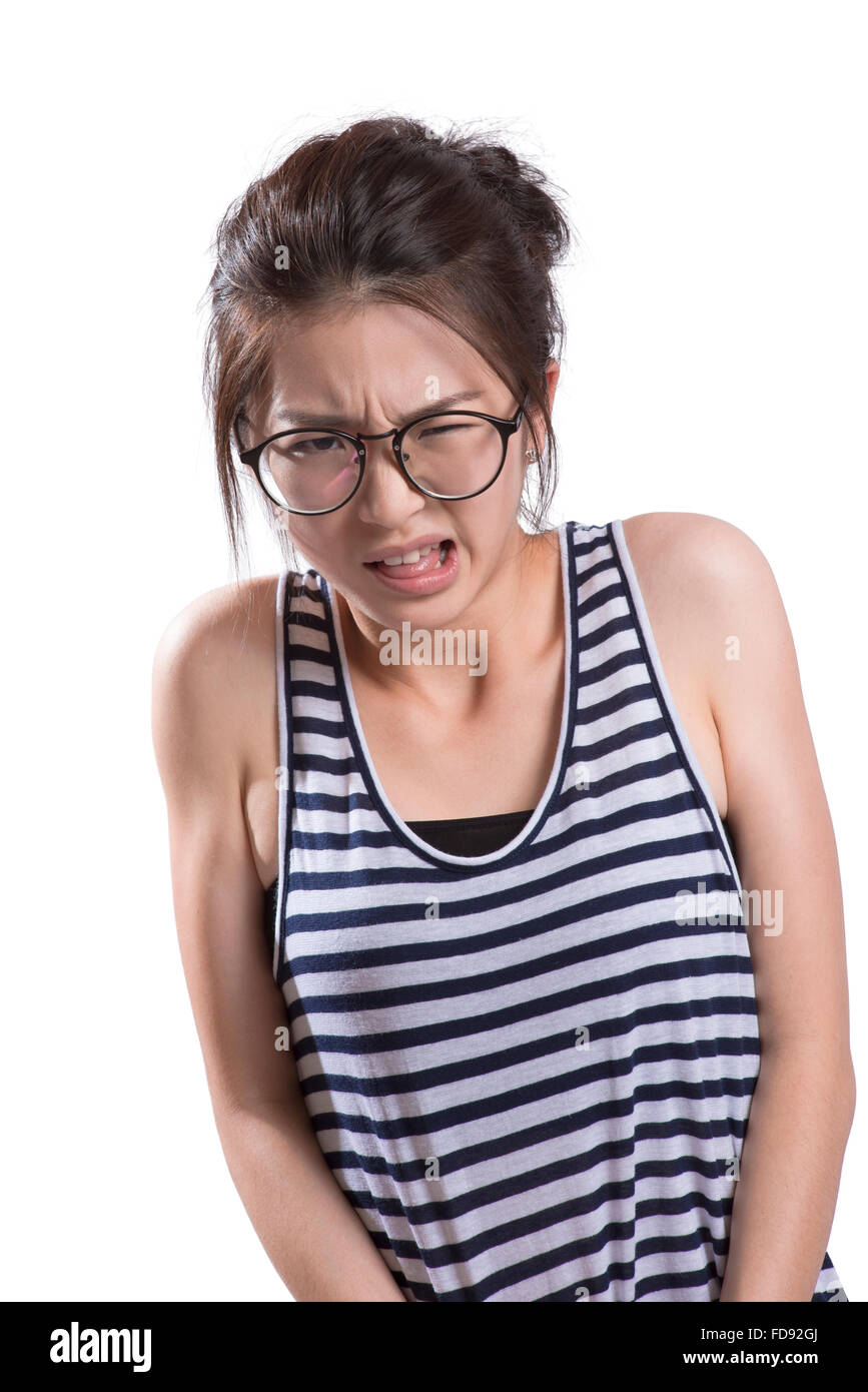Portrait of young woman disgusted Stock Photo - Alamy