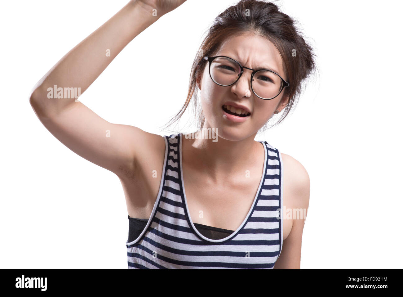 Portrait of young woman irritated Stock Photo - Alamy