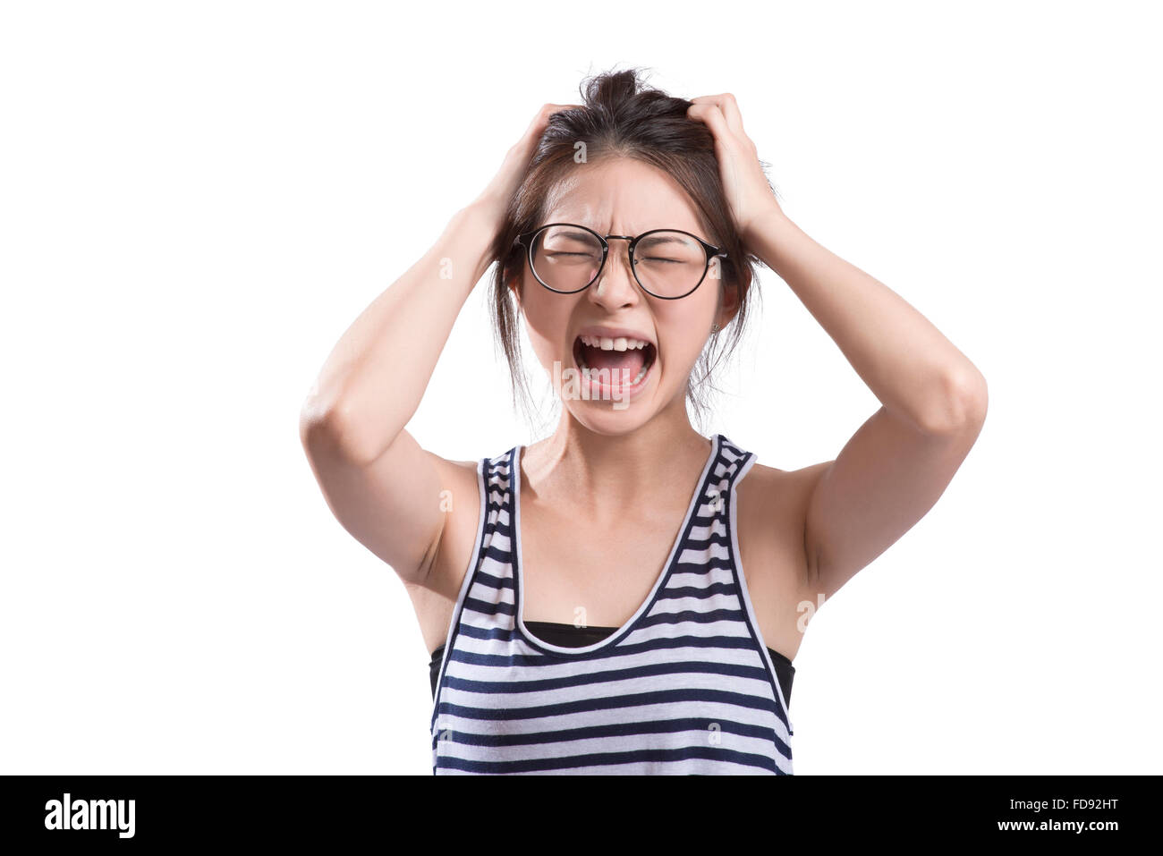 Portrait of young woman freaking out Stock Photo - Alamy