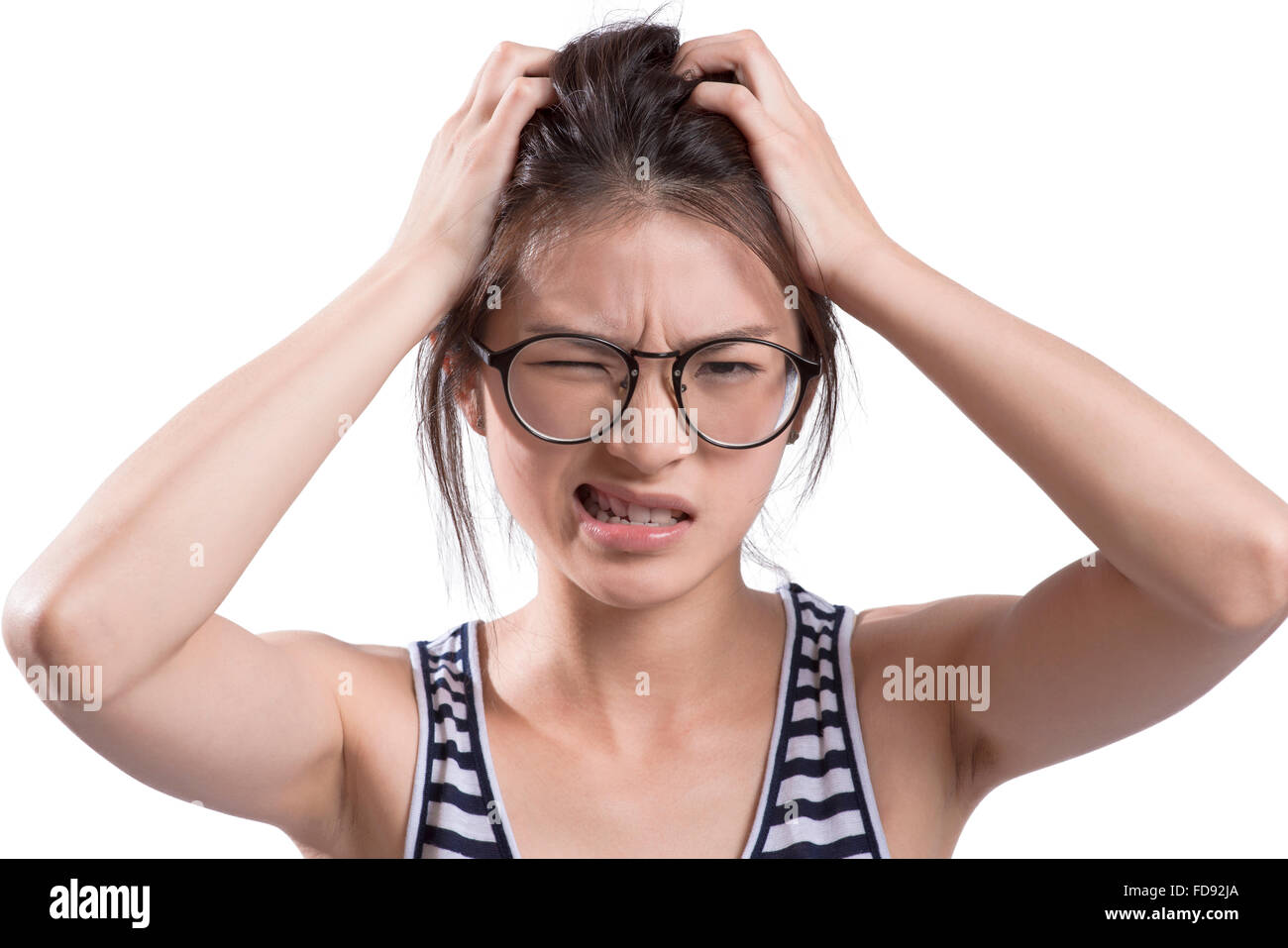 Portrait of young woman freaking out Stock Photo - Alamy
