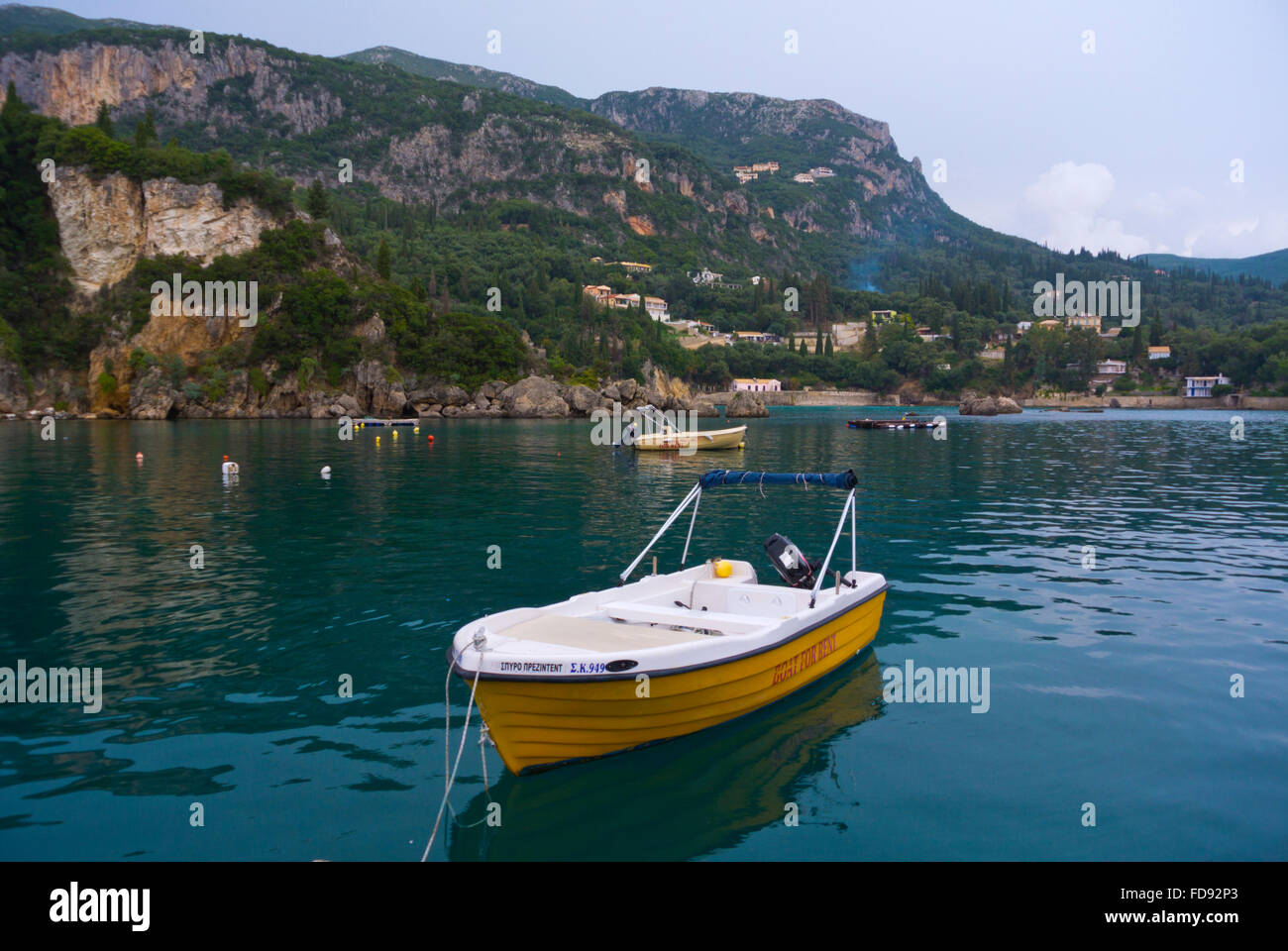 Boat for rent, Alipa beach and harbour, Palaiokastritsa, Paleokastritsa ...