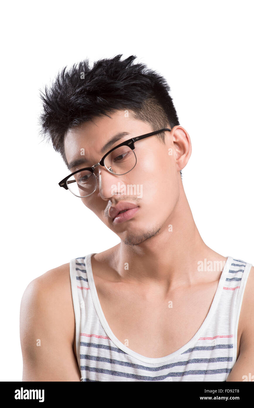 Portrait of young man depressed Stock Photo - Alamy