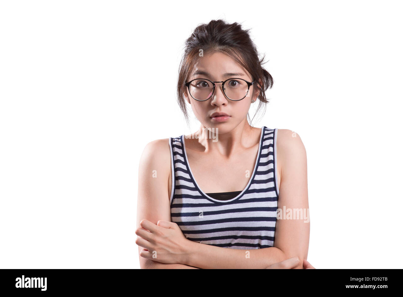 Portrait of young woman worried Stock Photo - Alamy