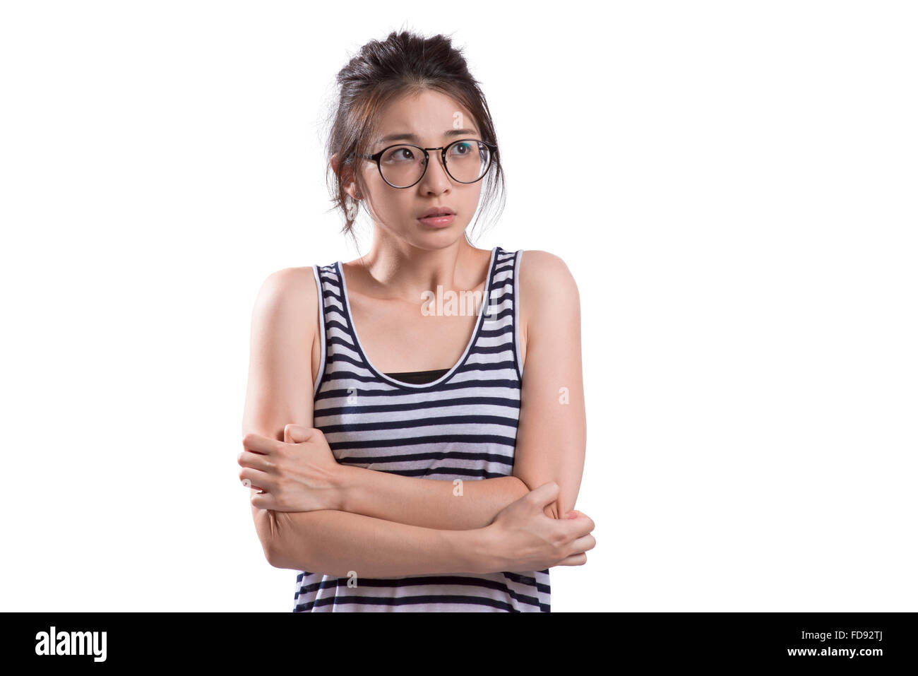 Portrait of young woman worried Stock Photo - Alamy