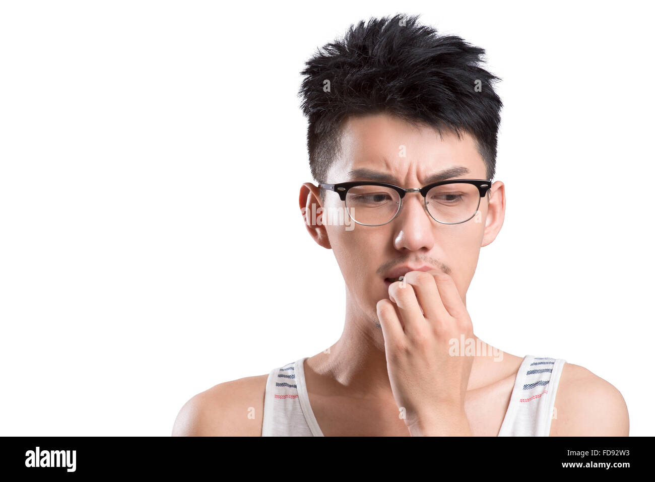 Portrait of young man worried Stock Photo - Alamy