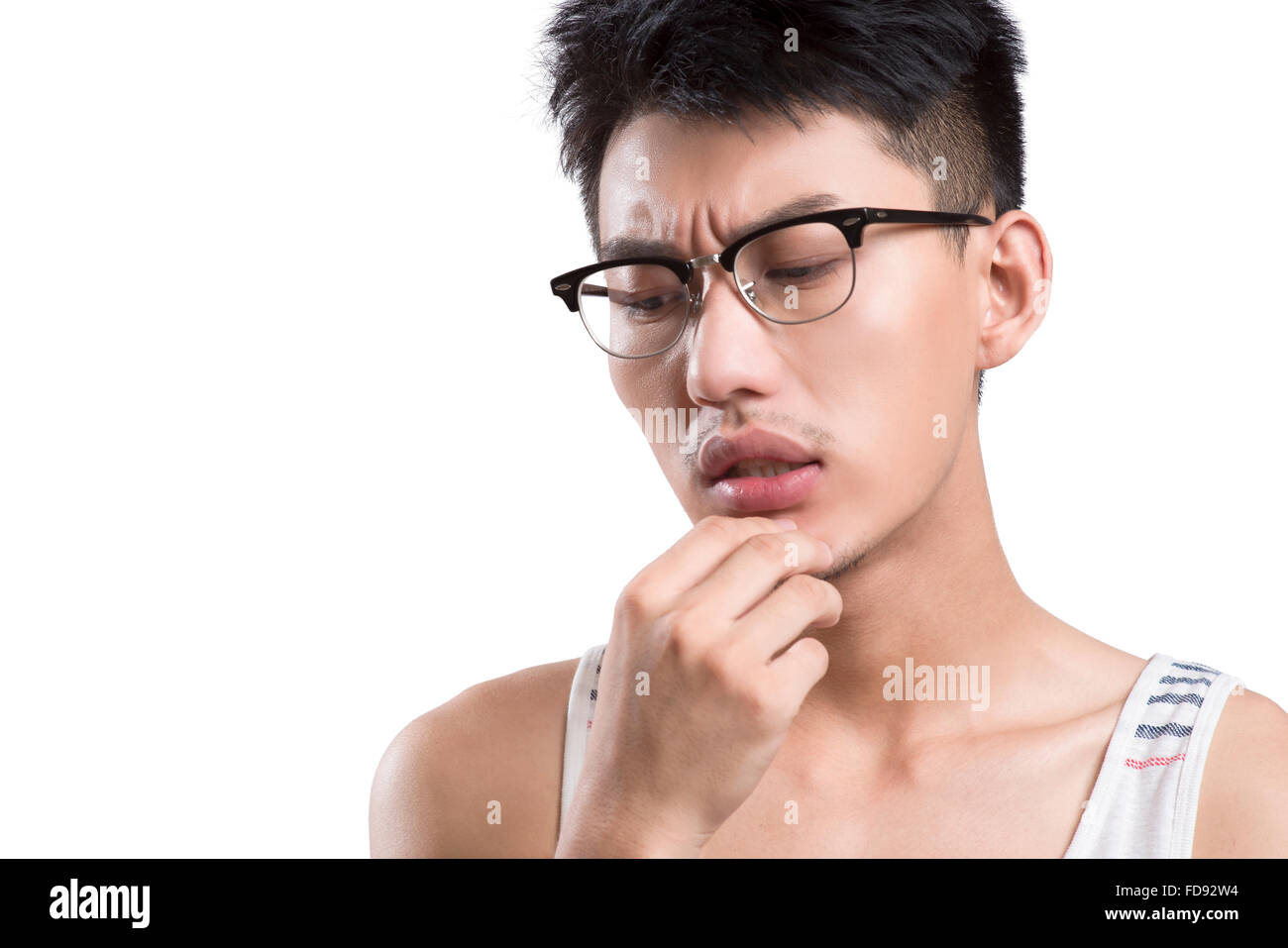 Portrait of young man worried Stock Photo - Alamy