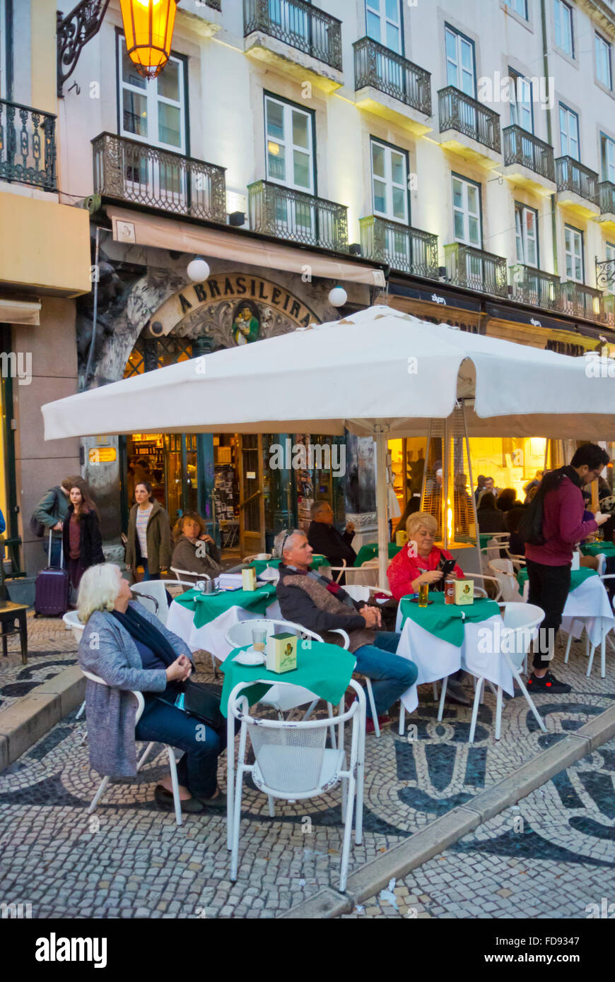 Terrace of Cafe a Brasileira, Largo Chiado, Chiado, Lisbon, Portugal ...