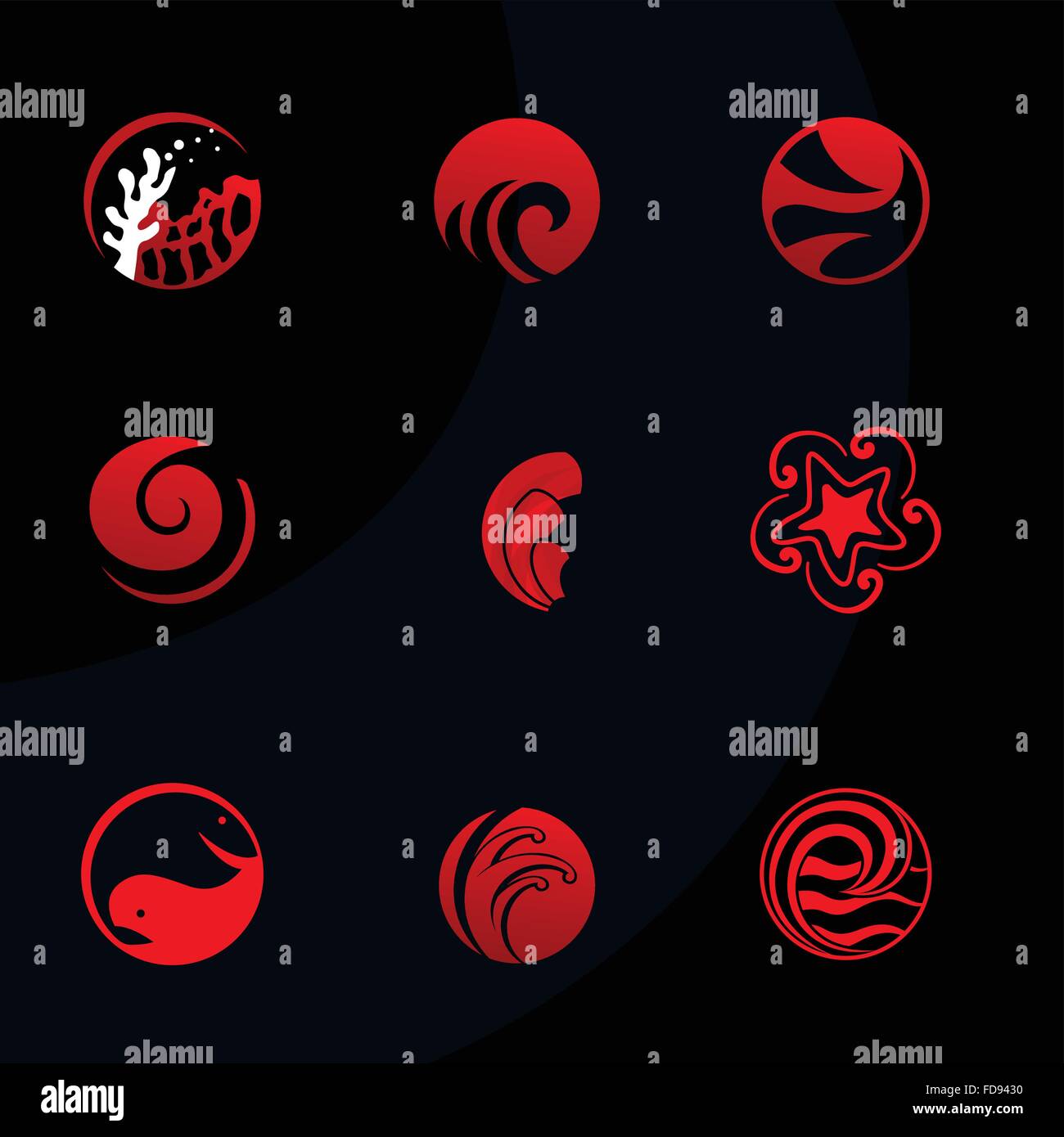 Abstract red signs for seafood restaurant business Stock Vector Image ...