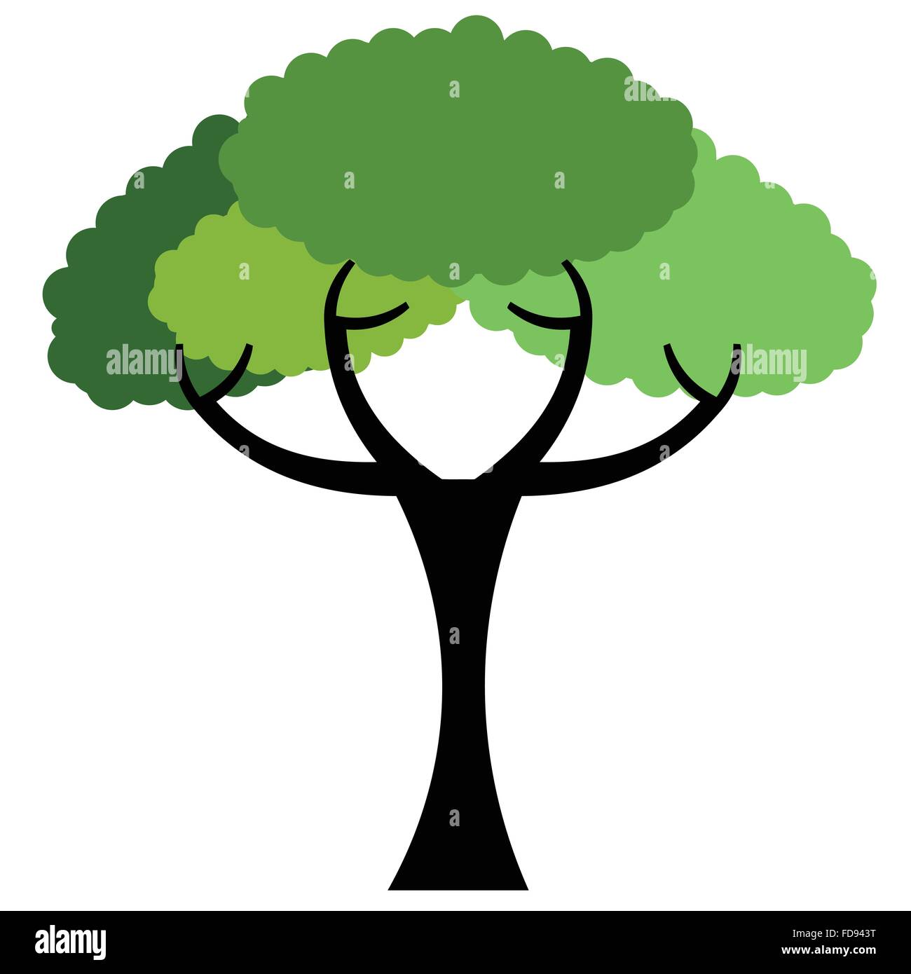 Green background trees flowers Stock Vector Images - Alamy