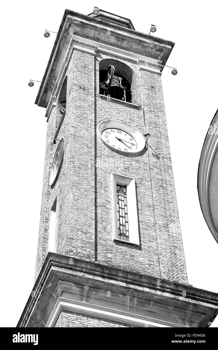 ancien clock tower in italy europe old stone and bell Stock Photo - Alamy