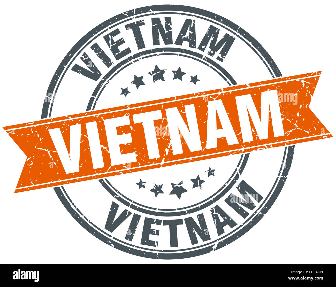 Vietnam red round grunge vintage ribbon stamp Stock Photo - Alamy