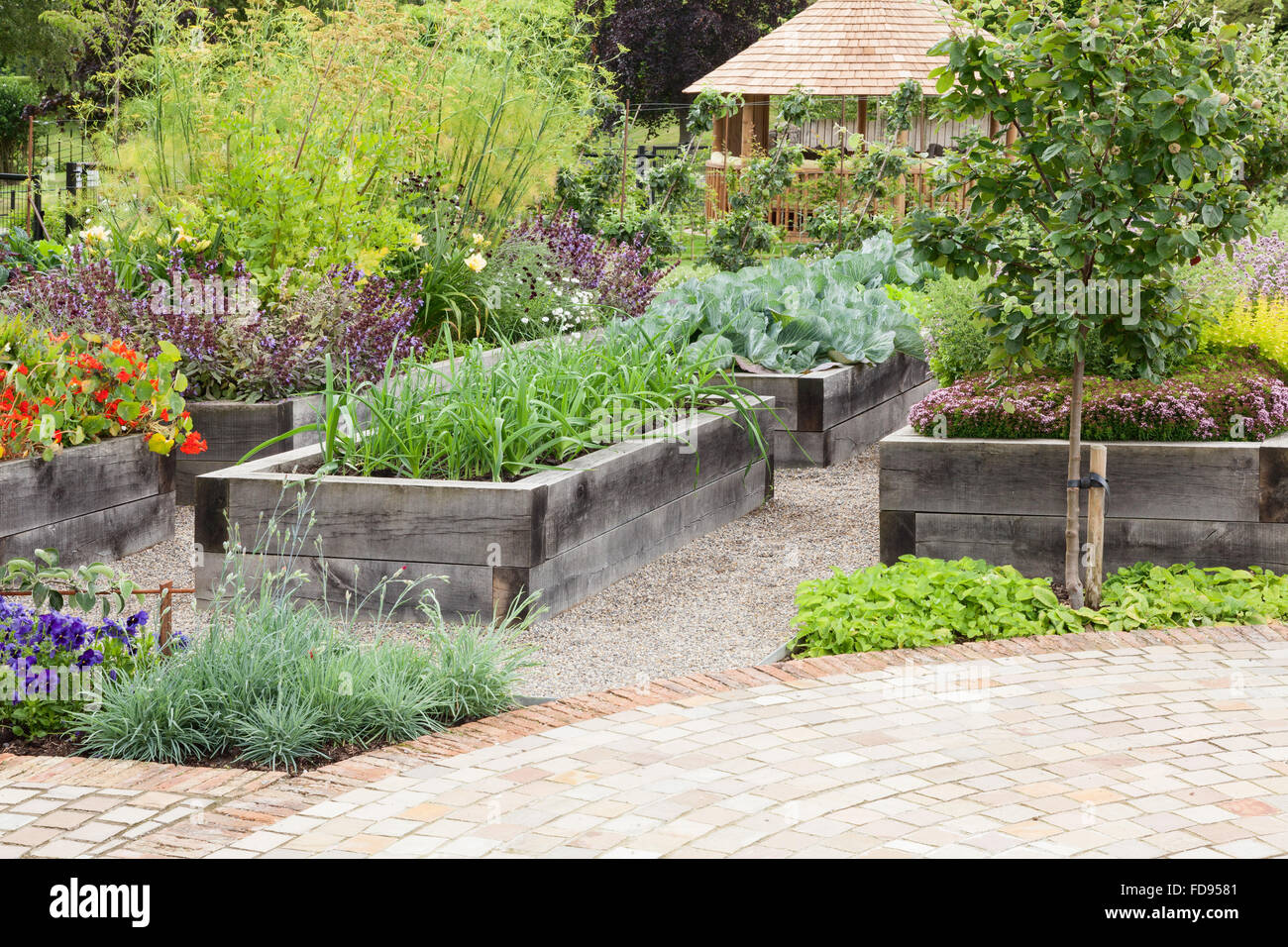 Raised beds made of Quercus robur - English Oak. The Kitchen Garden at ...
