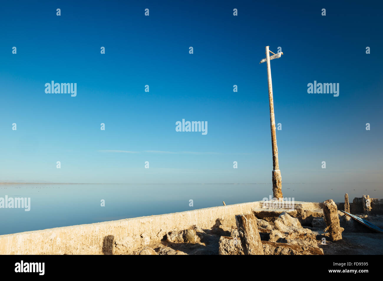 Salt-encrusted ruins on Bombay Beach, on the eastern shore of the ...