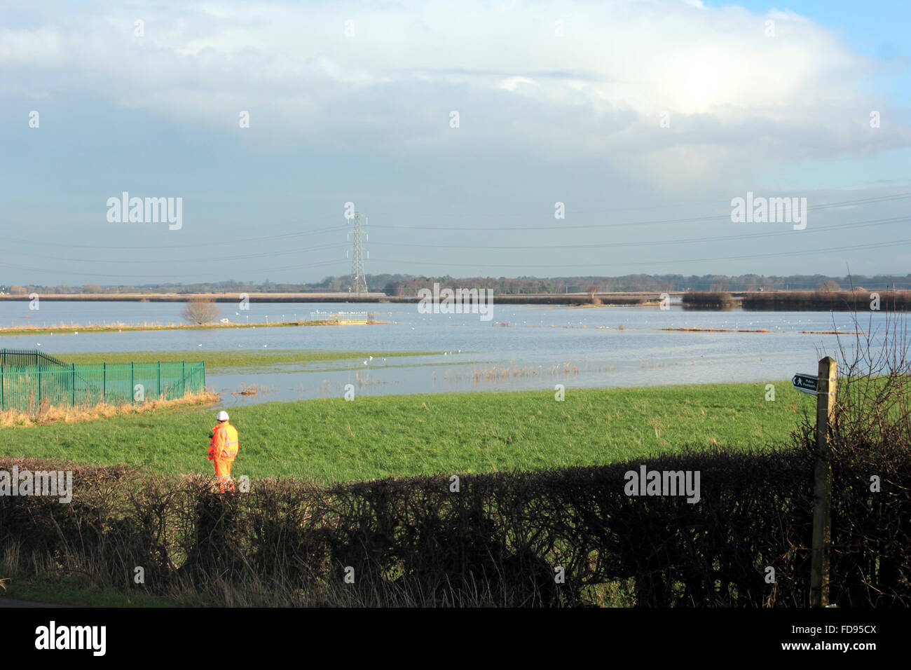 Flooded fields near Rufford following a breech in the banks of The ...