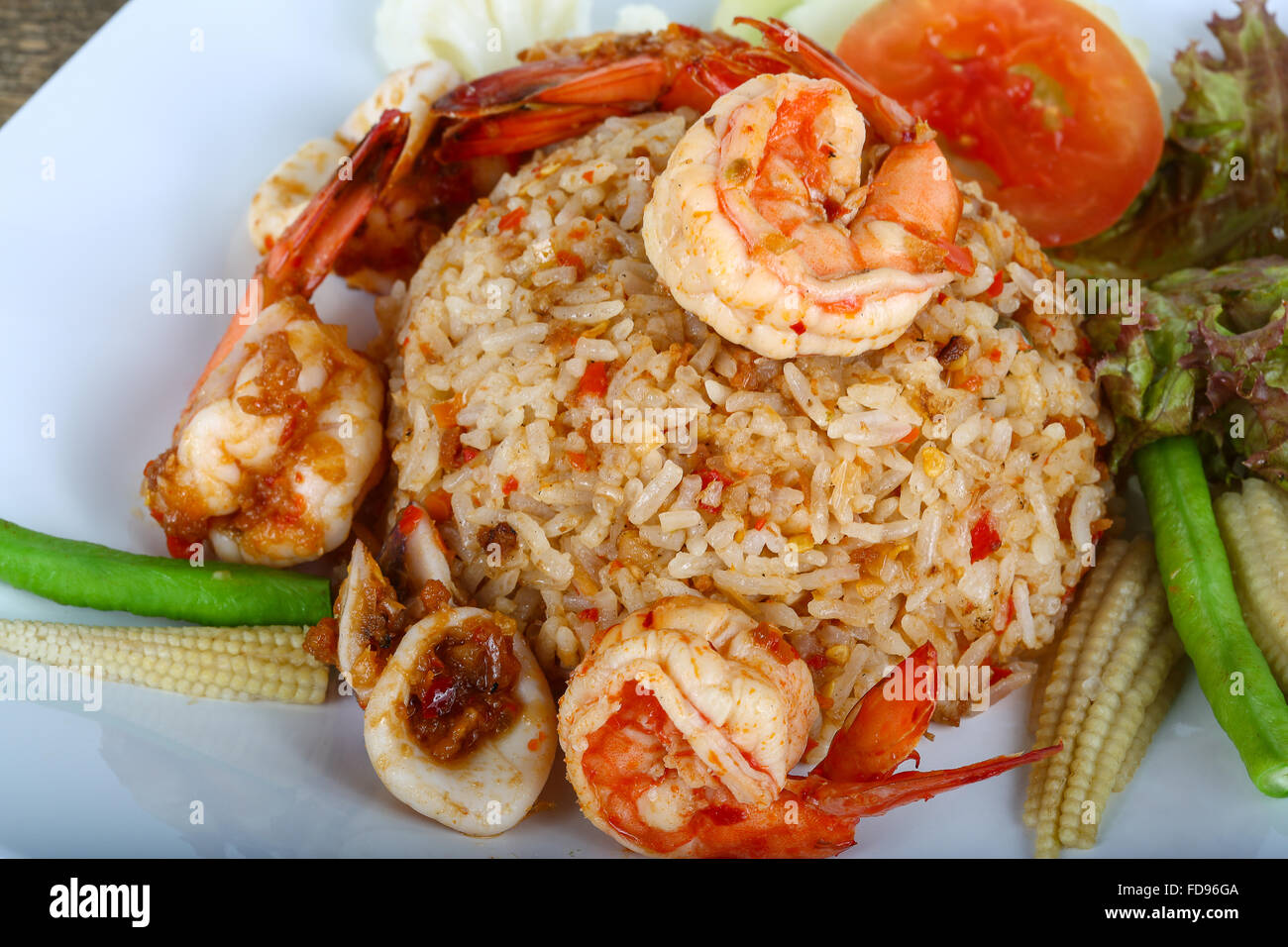 Asian style Fried rice with seafood, herbs and spices Stock Photo - Alamy