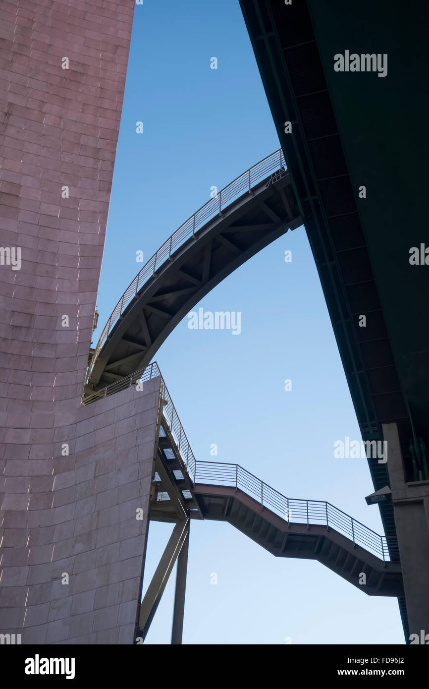 Overhead walkways as part of the Guggenheim museum Bilbao Spain Stock ...