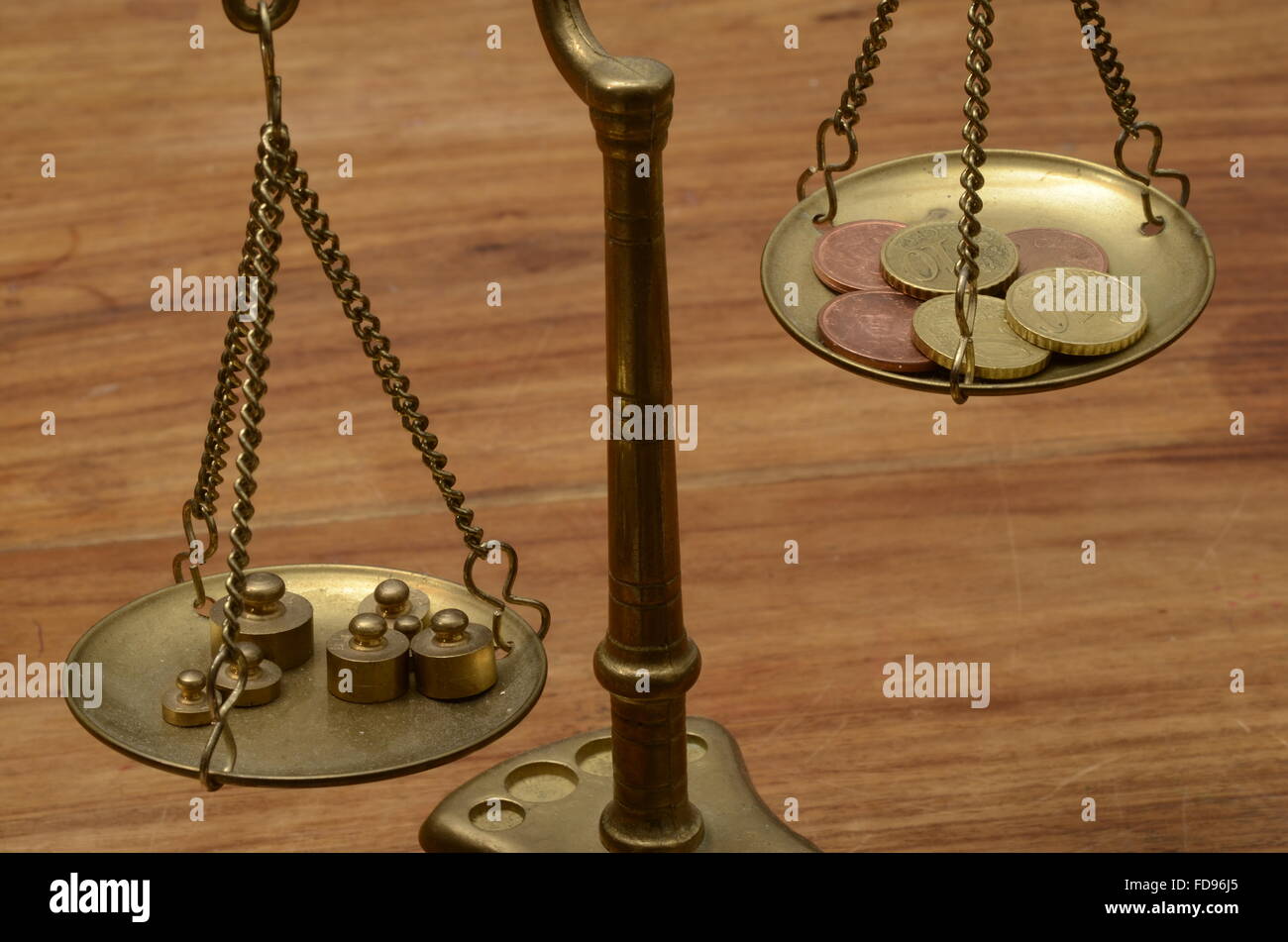 Old Golden weighing scale balance Stock Photo - Alamy
