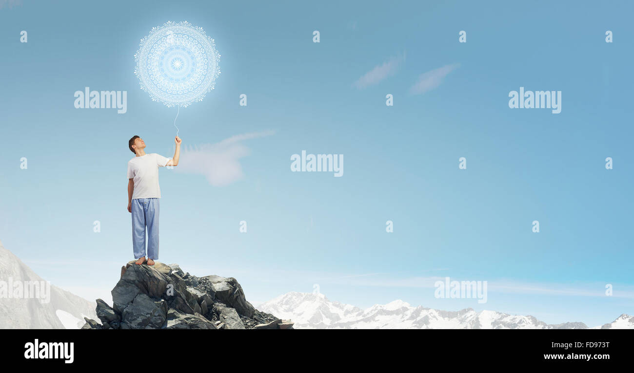 Young man representing soul balance and meditation concept Stock Photo ...