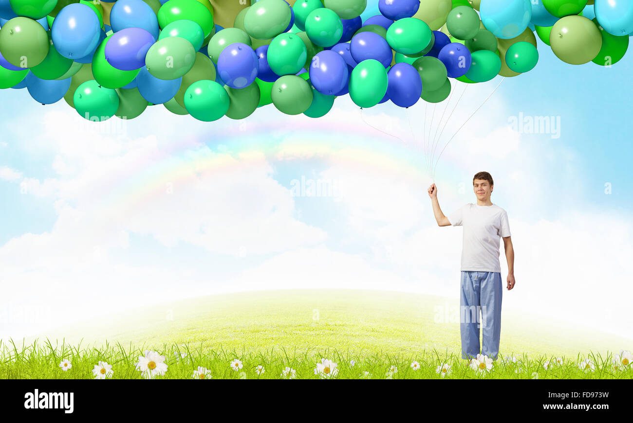 Young man representing soul balance and meditation concept Stock Photo ...