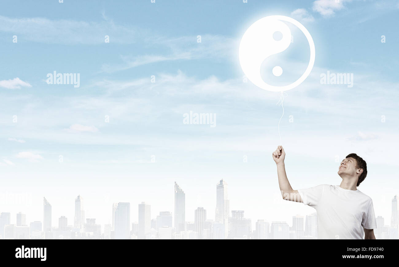 Young man representing soul balance and meditation concept Stock Photo ...